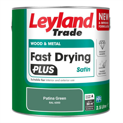Leyland Trade Wood & Metal Fast Drying PLUS Satin Paint Patina Green ...