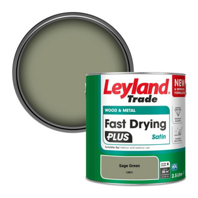 Leyland Trade Wood & Metal Fast Drying PLUS Satin Paint Sage Green ...
