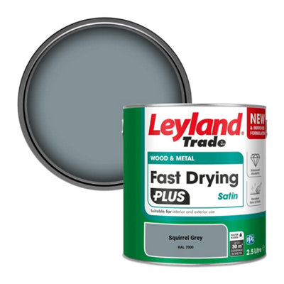 Leyland Trade Wood & Metal Fast Drying PLUS Satin Paint Squirrel Grey ...