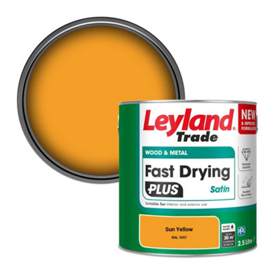 Leyland Trade Wood & Metal Fast Drying PLUS Satin Paint Sun Yellow (RAL ...