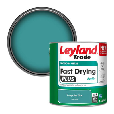 Leyland Trade Wood & Metal Fast Drying PLUS Satin Paint Turquoise Blue ...