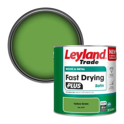 Leyland Trade Wood & Metal Fast Drying PLUS Satin Paint Yellow Green ...