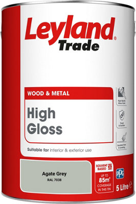 Leyland Trade Wood & Metal High Gloss Paint Agate Grey (RAL 7038) 5L