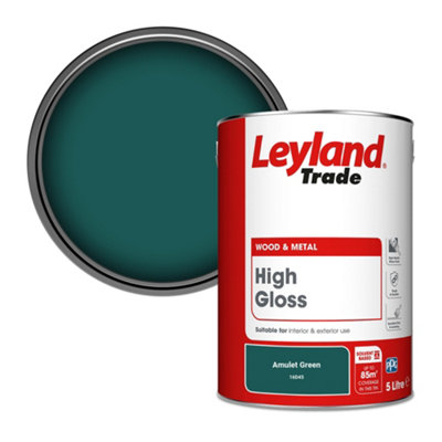 Leyland Trade Wood & Metal High Gloss Paint Amulet Green (16D45) 5L