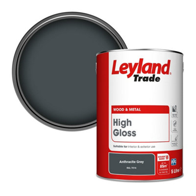 Leyland Trade Wood & Metal High Gloss Paint Anthracite Grey (RAL 7016) 5L