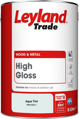 Leyland Trade Wood & Metal High Gloss Paint Aqua Tint (PPG1234-1) 5L