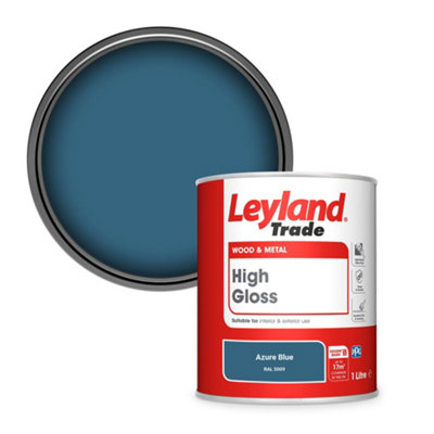 Leyland Trade Wood & Metal High Gloss Paint Azure Blue (RAL 5009) 1L