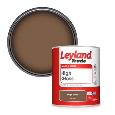 Leyland Trade Wood & Metal High Gloss Paint Beige Brown (RAL 8024) 1L