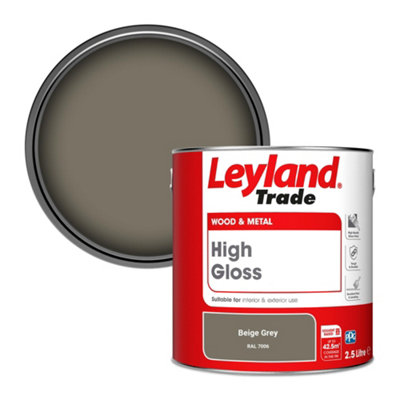 Leyland Trade Wood & Metal High Gloss Paint Beige Grey (RAL 7006) 2.5L