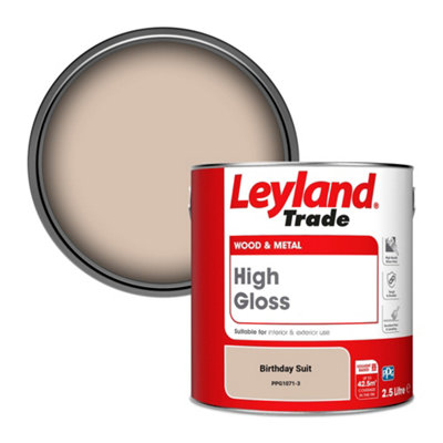Leyland Trade Wood & Metal High Gloss Paint Birthday Suit (PPG1071-3) 2.5L