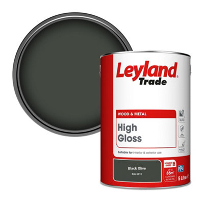 Leyland Trade Wood & Metal High Gloss Paint Black Olive (RAL 6015) 5L