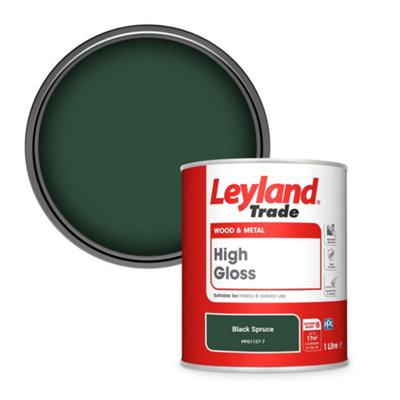 Leyland Trade Wood & Metal High Gloss Paint Black Spruce (PPG1137-7) 1L