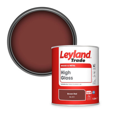 Leyland Trade Wood & Metal High Gloss Paint Brown Red (RAL 3011) 1L