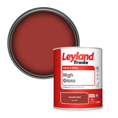 Leyland Trade Wood & Metal High Gloss Paint Carmine Red (RAL 3002) 1L