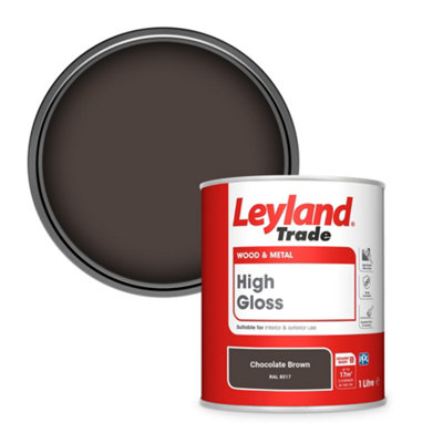Leyland Trade Wood & Metal High Gloss Paint Chocolate Brown (RAL 8017) 1L