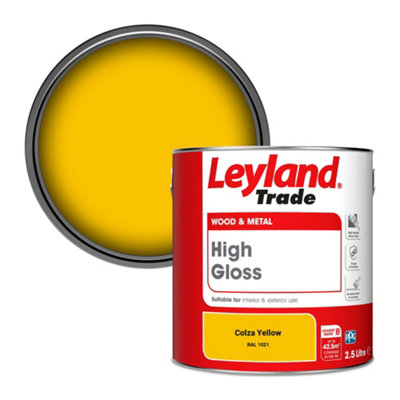 Leyland Trade Wood & Metal High Gloss Paint Colza Yellow (RAL 1021) 2.5L