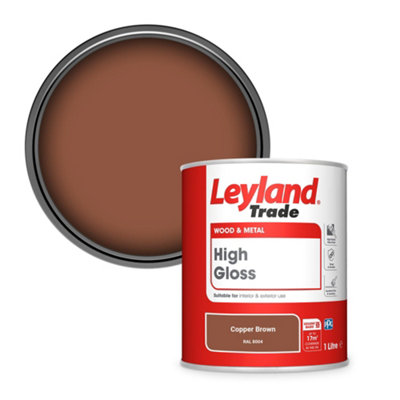Leyland Trade Wood & Metal High Gloss Paint Copper Brown (RAL 8004) 1L