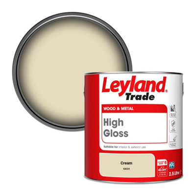 Leyland Trade Wood & Metal High Gloss Paint Cream (10C31) 2.5L