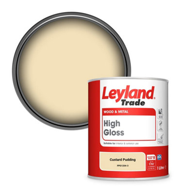 Leyland Trade Wood & Metal High Gloss Paint Custard Pudding (PPG1204-3) 1L