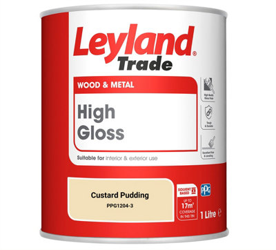Leyland Trade Wood & Metal High Gloss Paint Custard Pudding (PPG1204-3) 1L