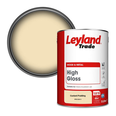 Leyland Trade Wood & Metal High Gloss Paint Custard Pudding (PPG1204-3) 5L