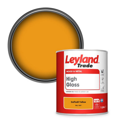 Leyland Trade Wood & Metal High Gloss Paint Daffodil Yellow (RAL 1007) 1L