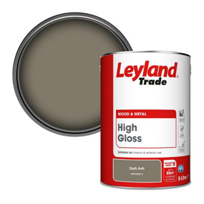Leyland Trade Wood & Metal High Gloss Paint Dark Ash (PPG1025-5) 5L