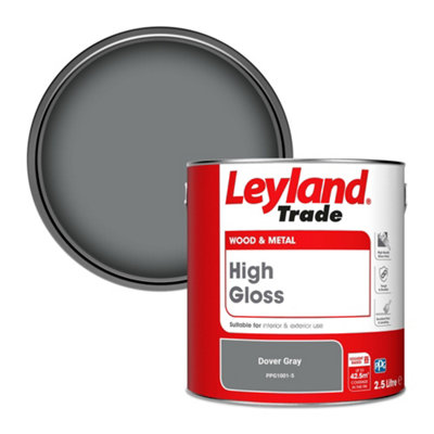 Leyland Trade Wood & Metal High Gloss Paint Dover Gray (PPG1001-5) 2.5L