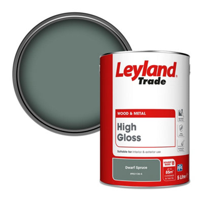 Leyland Trade Wood & Metal High Gloss Paint Dwarf Spruce (PPG1136-6) 5L