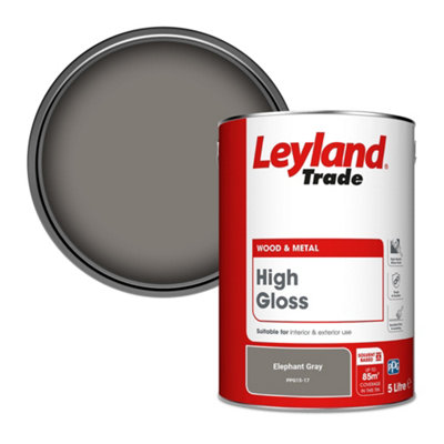 Leyland Trade Wood & Metal High Gloss Paint Elephant Gray (PPG15-17) 5L