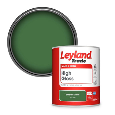 Leyland Trade Wood & Metal High Gloss Paint Emerald Green (RAL 6001) 1L