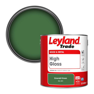 Leyland Trade Wood & Metal High Gloss Paint Emerald Green (RAL 6001) 2.5L