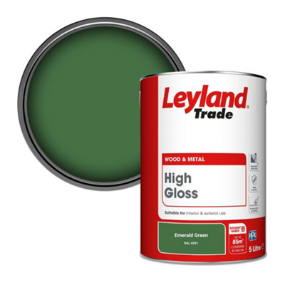 Leyland Trade Wood & Metal High Gloss Paint Emerald Green (RAL 6001) 5L