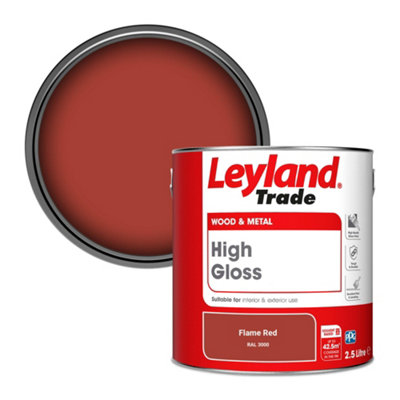Leyland Trade Wood & Metal High Gloss Paint Flame Red (RAL 3000) 2.5L