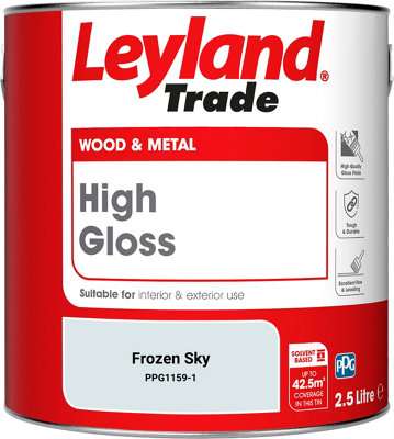 Leyland Trade Wood & Metal High Gloss Paint Frozen Sky (PPG1159-1) 2.5L