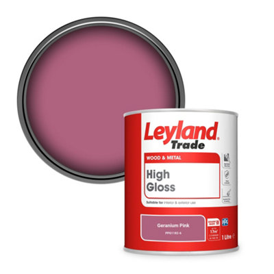 Leyland Trade Wood & Metal High Gloss Paint Geranium Pink (PPG1182-6) 1L