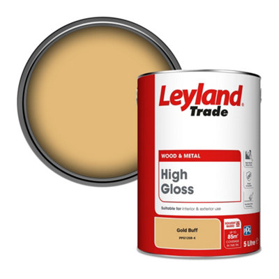 Leyland Trade Wood & Metal High Gloss Paint Gold Buff (PPG1208-4) 5L