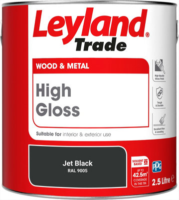 Leyland Trade Wood & Metal High Gloss Paint Jet Black (RAL 9005) 2.5L