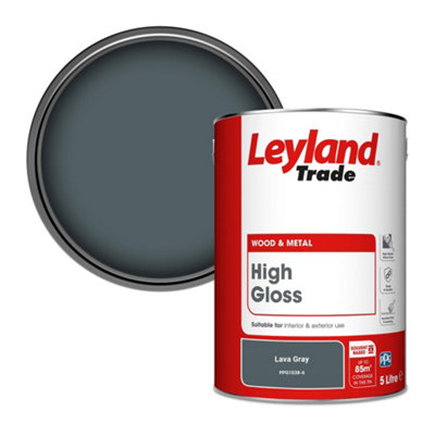 Leyland Trade Wood & Metal High Gloss Paint Lava Gray (PPG1038-6) 5L