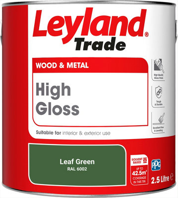 Leyland Trade Wood & Metal High Gloss Paint Leaf Green (RAL 6002) 2.5L
