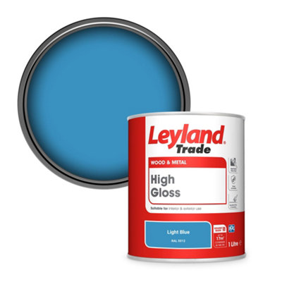 Leyland Trade Wood & Metal High Gloss Paint Light Blue (RAL 5012) 1L
