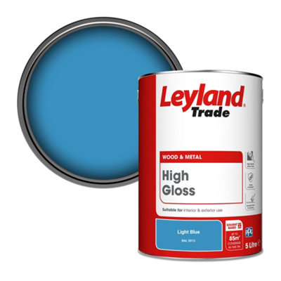 Leyland Trade Wood & Metal High Gloss Paint Light Blue (RAL 5012) 5L