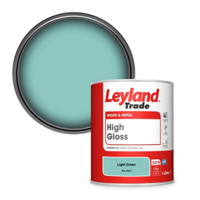 Leyland Trade Wood & Metal High Gloss Paint Light Green (RAL 6027) 1L