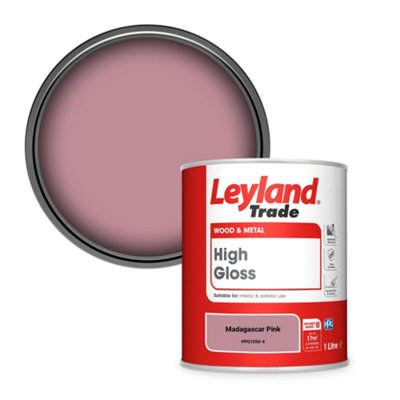 Leyland Trade Wood & Metal High Gloss Paint Madagascar Pink (PPG1050-4) 1L