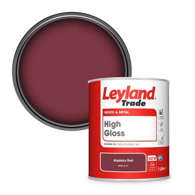 Leyland Trade Wood & Metal High Gloss Paint Madeira Red (PPG13-11) 1L