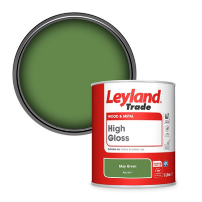 Leyland Trade Wood & Metal High Gloss Paint May Green (RAL 6017) 1L