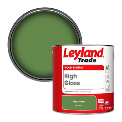 Leyland Trade Wood & Metal High Gloss Paint May Green (RAL 6017) 2.5L