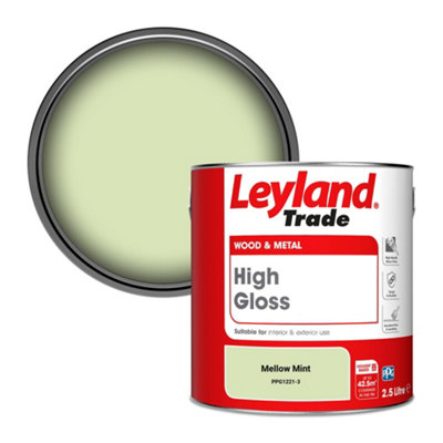 Leyland Trade Wood & Metal High Gloss Paint Mellow Mint (PPG1221-3) 2.5L