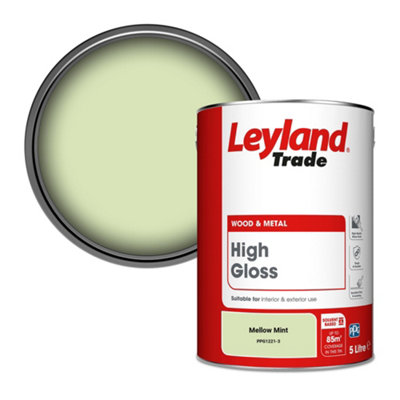 Leyland Trade Wood & Metal High Gloss Paint Mellow Mint (PPG1221-3) 5L