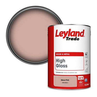 Leyland Trade Wood & Metal High Gloss Paint Mesa Pink (PPG1058-4) 5L